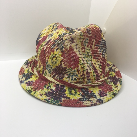 Too Too Hat | Accessories | New Multi Color Floral Straw Fedora Panama ...